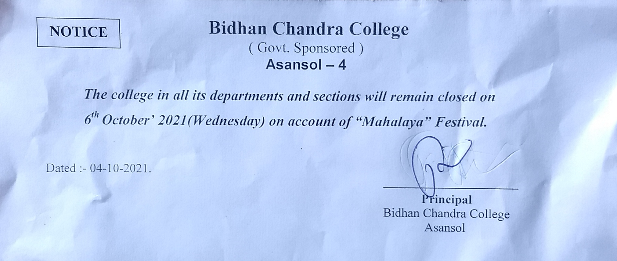 Bidhan Chandra College, Asansol