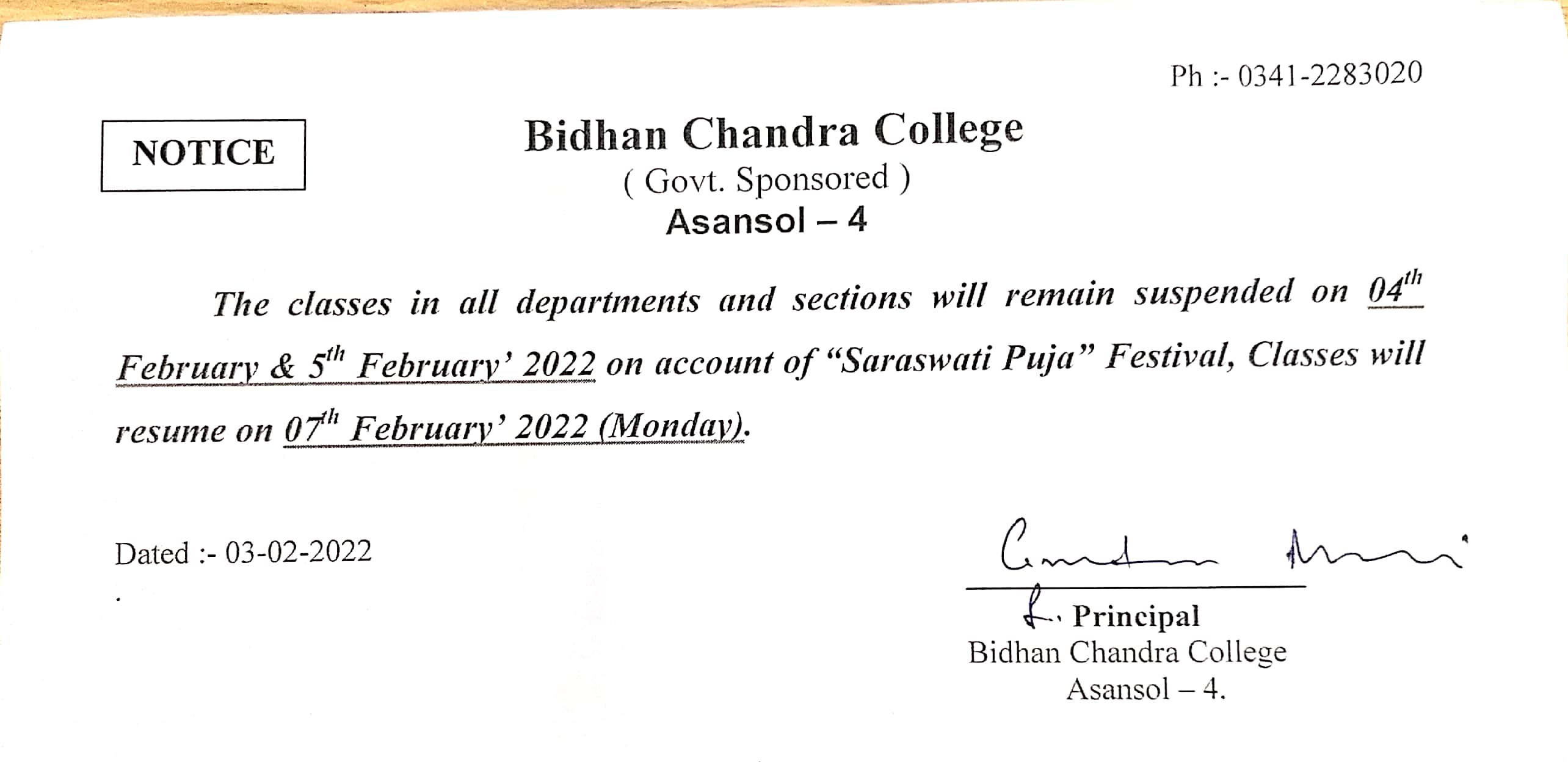 Bidhan Chandra College, Asansol